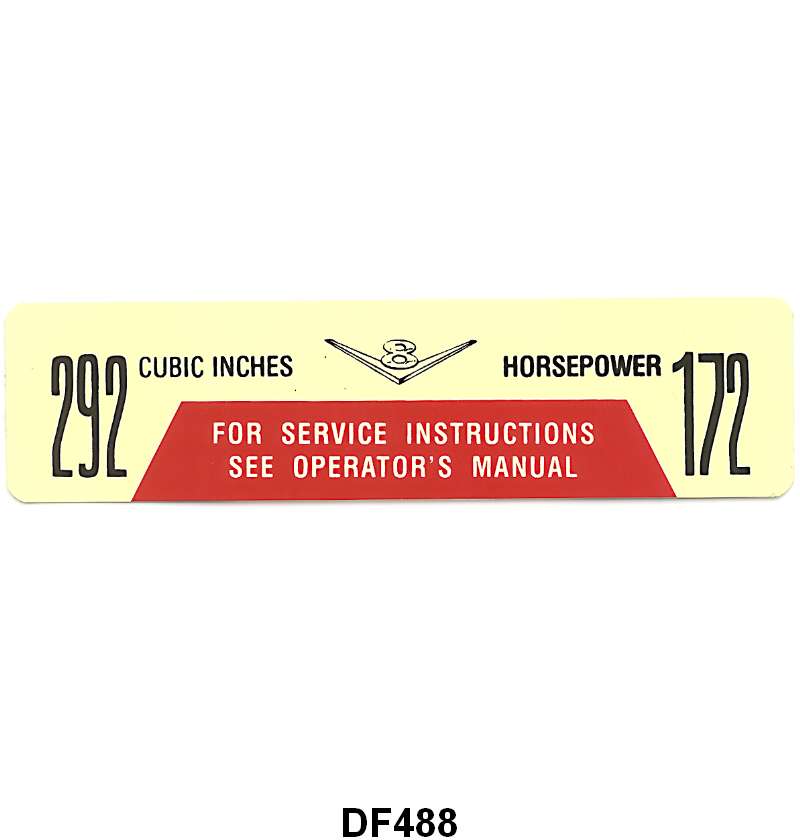 AIR CLEANER DECAL - 59-60 PICKUP 292/172HP